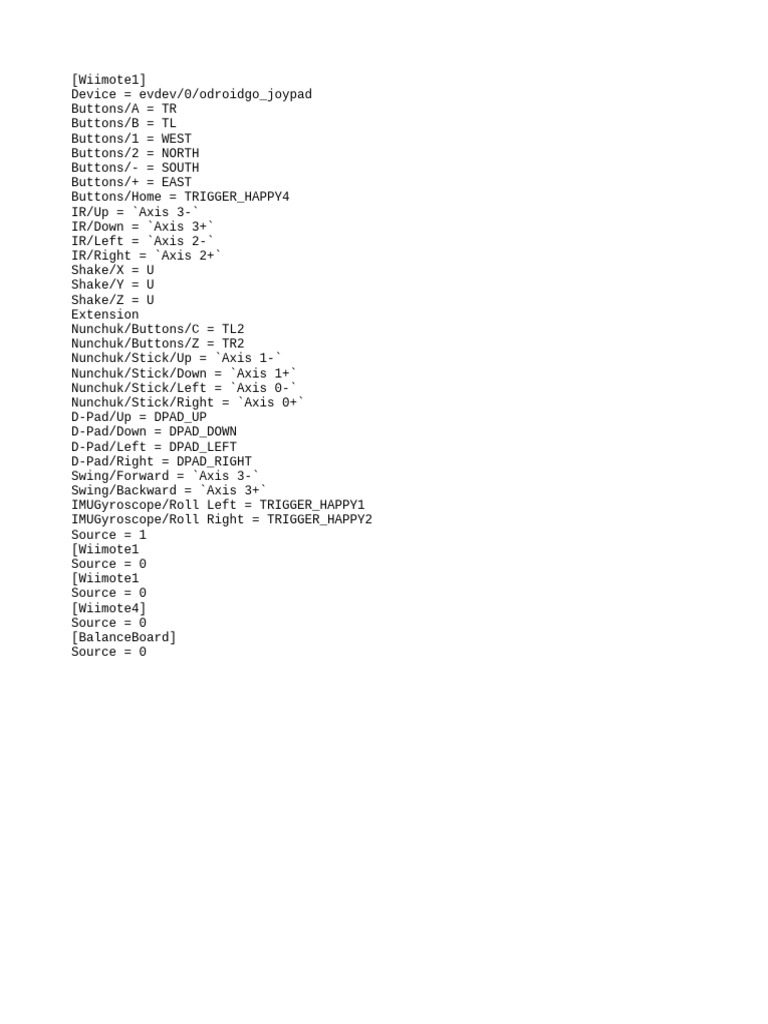 Wiimote Button Mapping Guide | PDF
