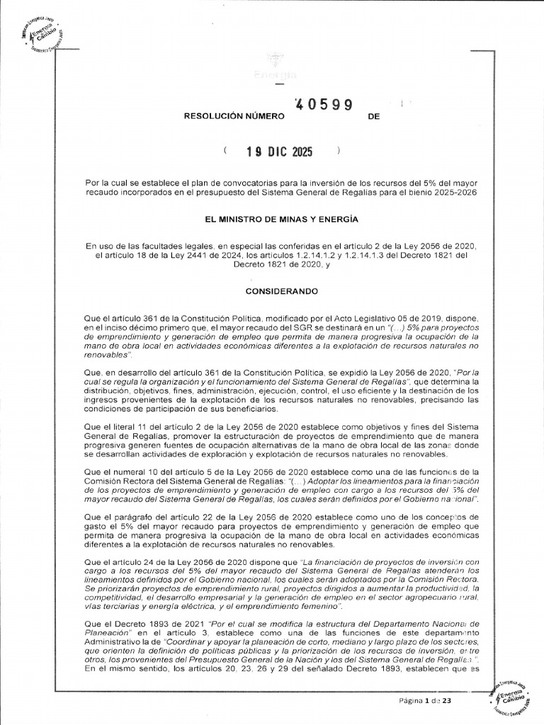 Plan de Inversión SGR 2025-2026 | PDF | Turismo | Sustentabilidad