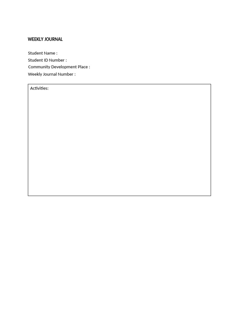 Weekly Journal Community Development | PDF