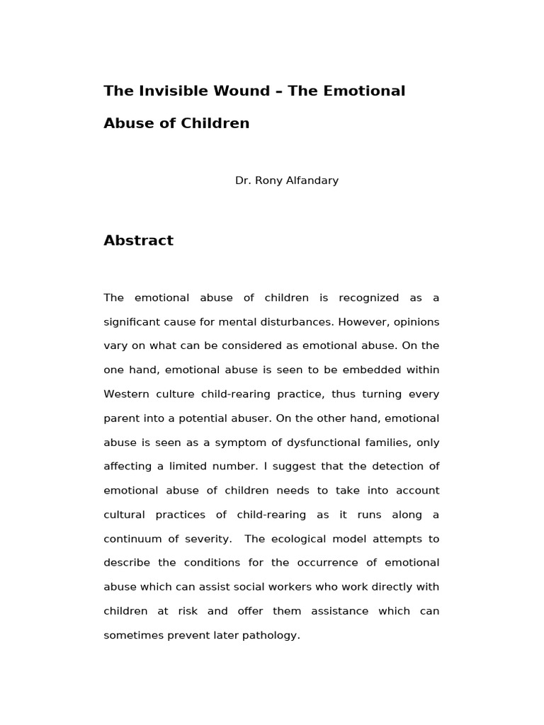 Emotional Abuse of Children 2014 Final | PDF | Child Abuse ...