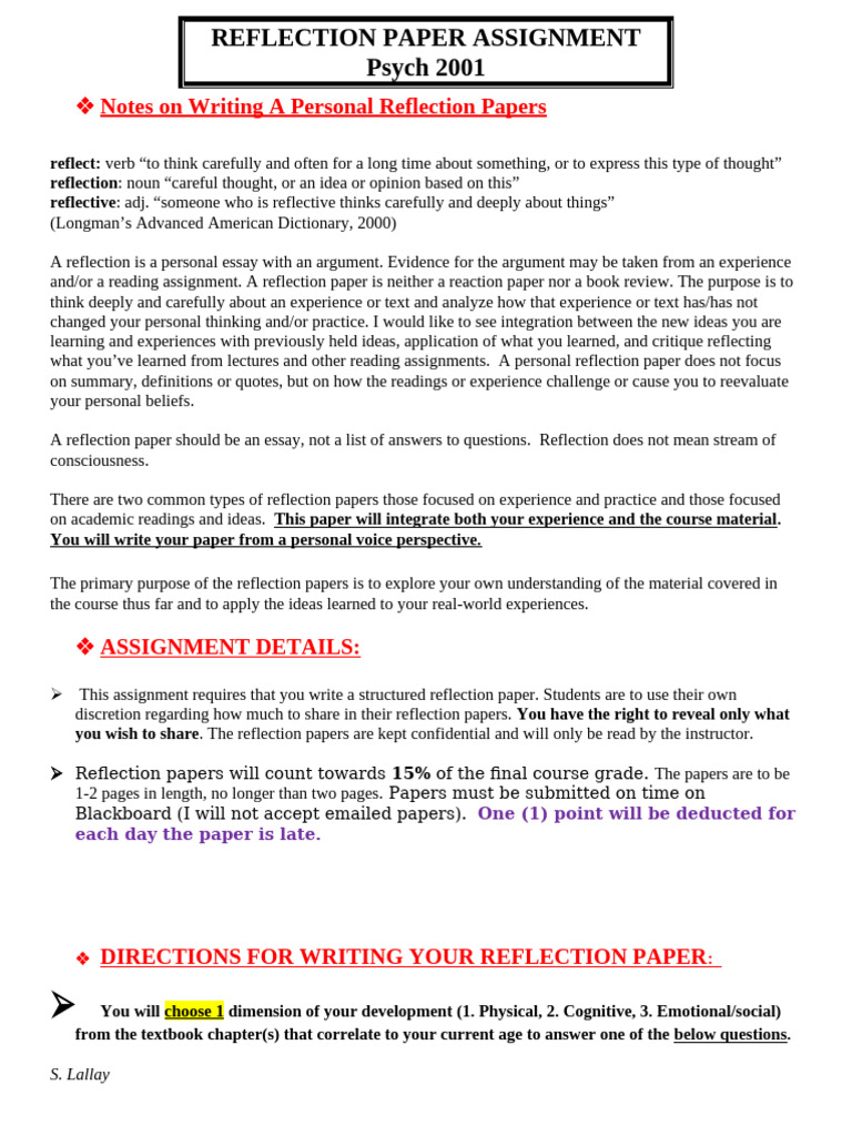 Writing Personal Reflection Papers | PDF | Experience | Thought