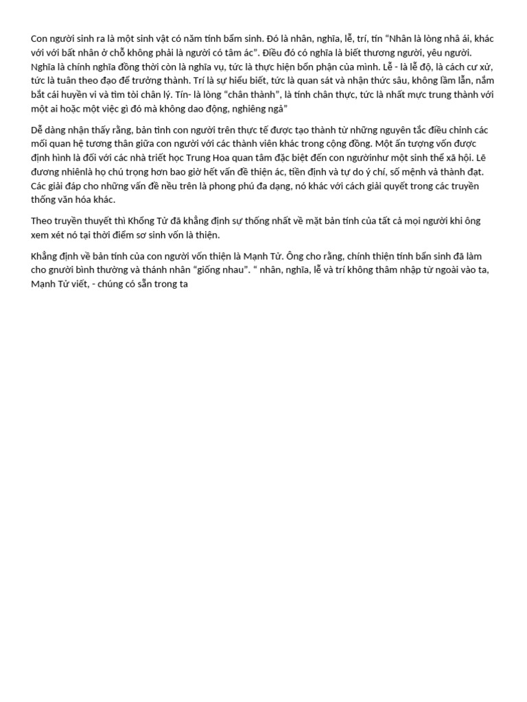 Con Người Sinh Ra Là Một Sinh Vật Có Năm Tính Bẩm Sinh | PDF