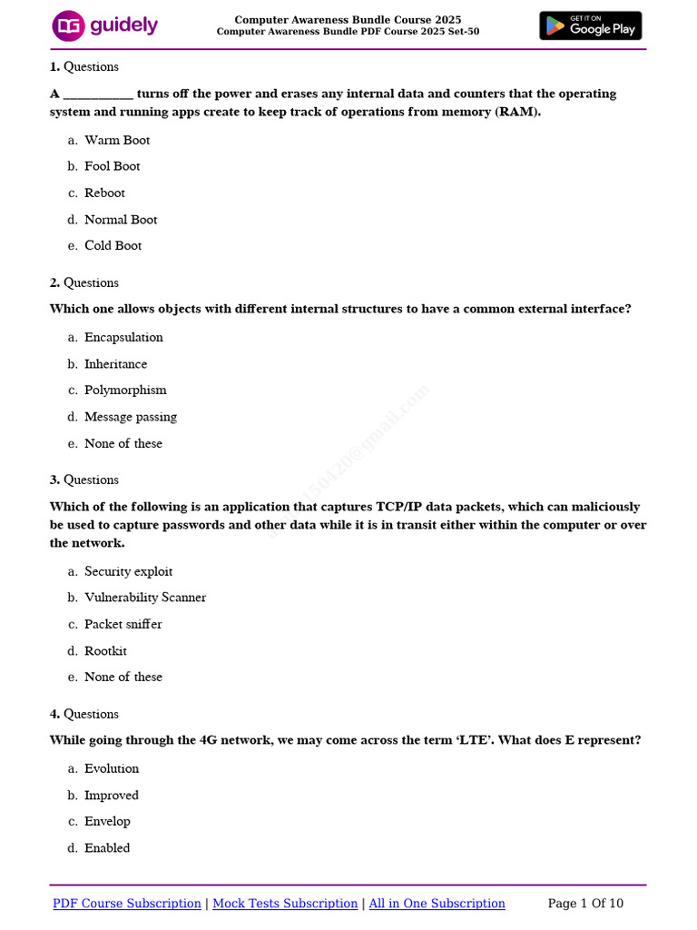 Computer Awareness Course 2025 PDF | PDF | Computer Data Storage ...