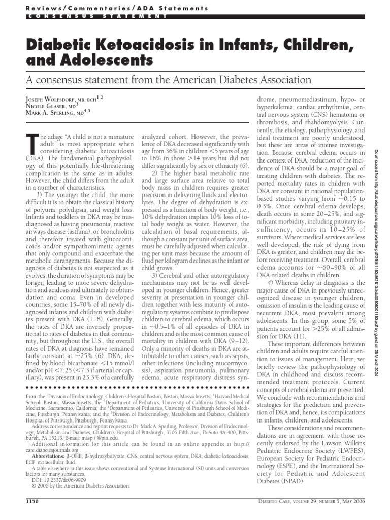 Diabetic Ketoacidosis in Children | PDF | Dehydration | Saline (Medicine)