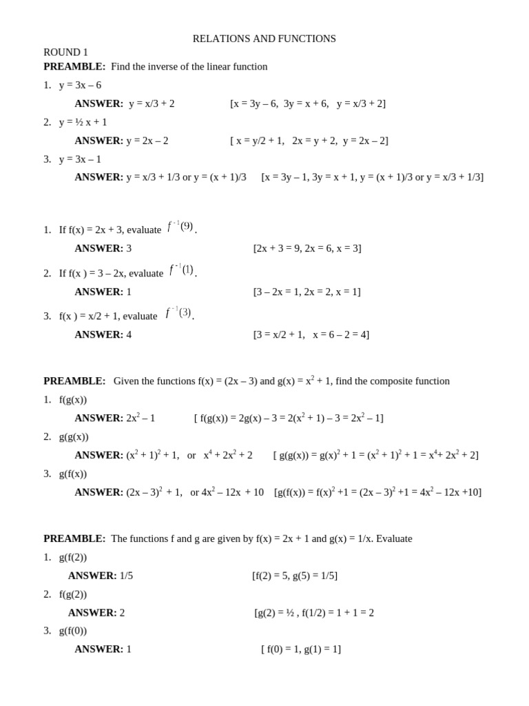 Inverse and Composite Functions Guide | PDF | Function (Mathematics ...