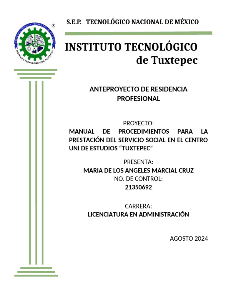 Anteproyecto de Residencia Profesional MARIA de LOS ANGELES | PDF