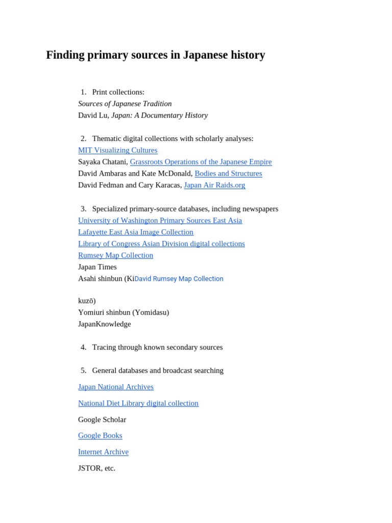 Finding Primary Sources in Japanese History | PDF