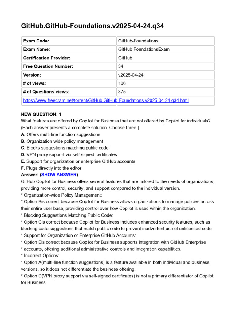 GitHub.github Foundations.v2025!04!24.q34 | PDF | Version Control | Desktop Environment