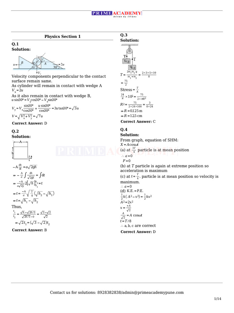 FST Mains - 13 2026 Batch (Solution) | PDF | Physics | Physical Phenomena