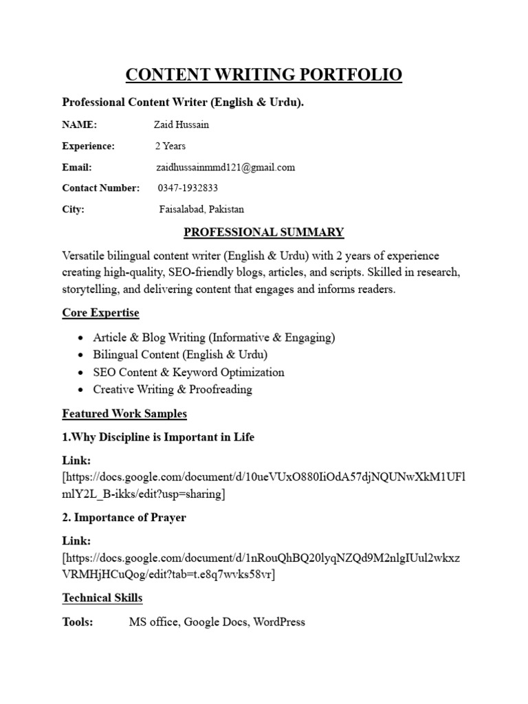 Content Writing Portfolio-1 | PDF