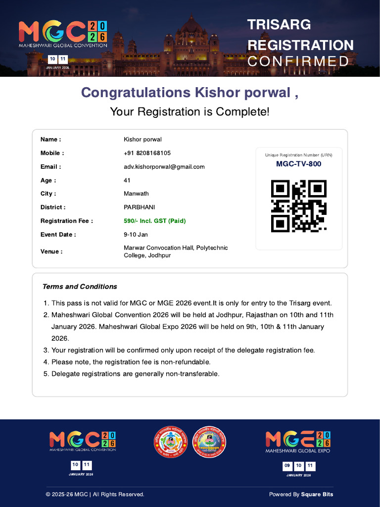 Trisarg Event Registration Confirmation | PDF