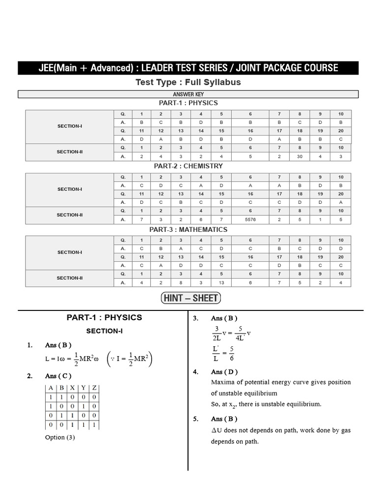 Paper - 1 - Solutions (1) | PDF | Physical Quantities | Physics
