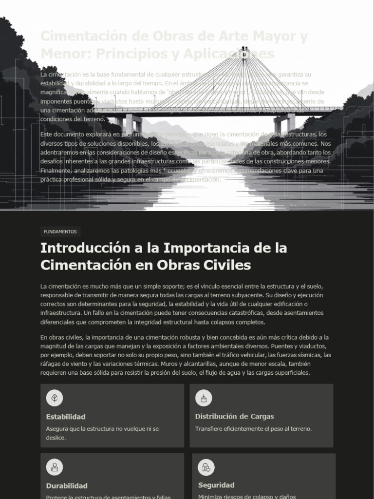 Cimentacion de obras de arte mayor y menor Daniel Vera | PDF | Fundación (Ingeniería) | Hormigón