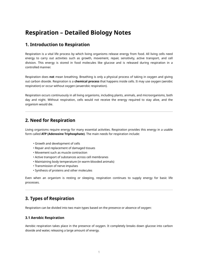Understanding Respiration in Biology | PDF | Cellular Respiration ...