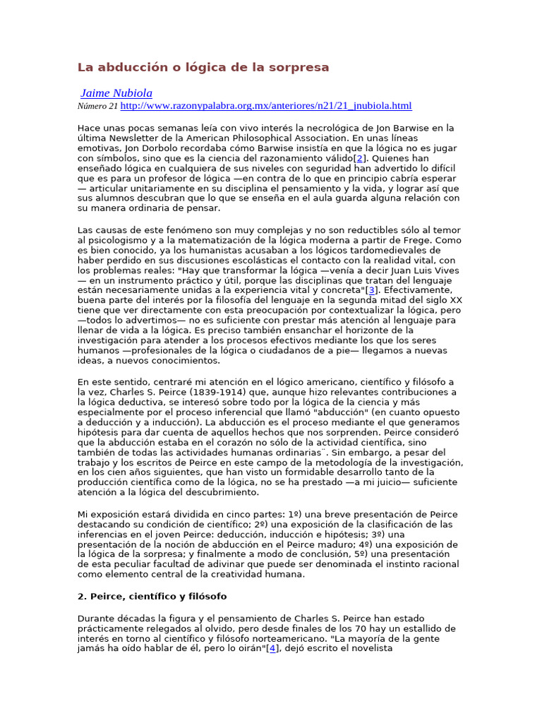 Lógica de la abducción en Peirce | PDF | Charles Sanders Peirce ...