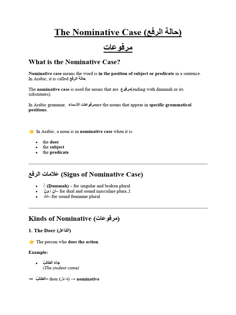 The Nominative Case | PDF