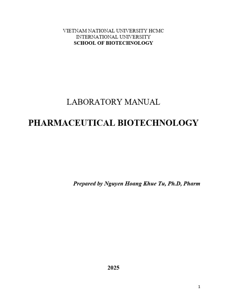 Pharmaceutical Biotechnology Lab Manual | PDF | Protein Purification ...