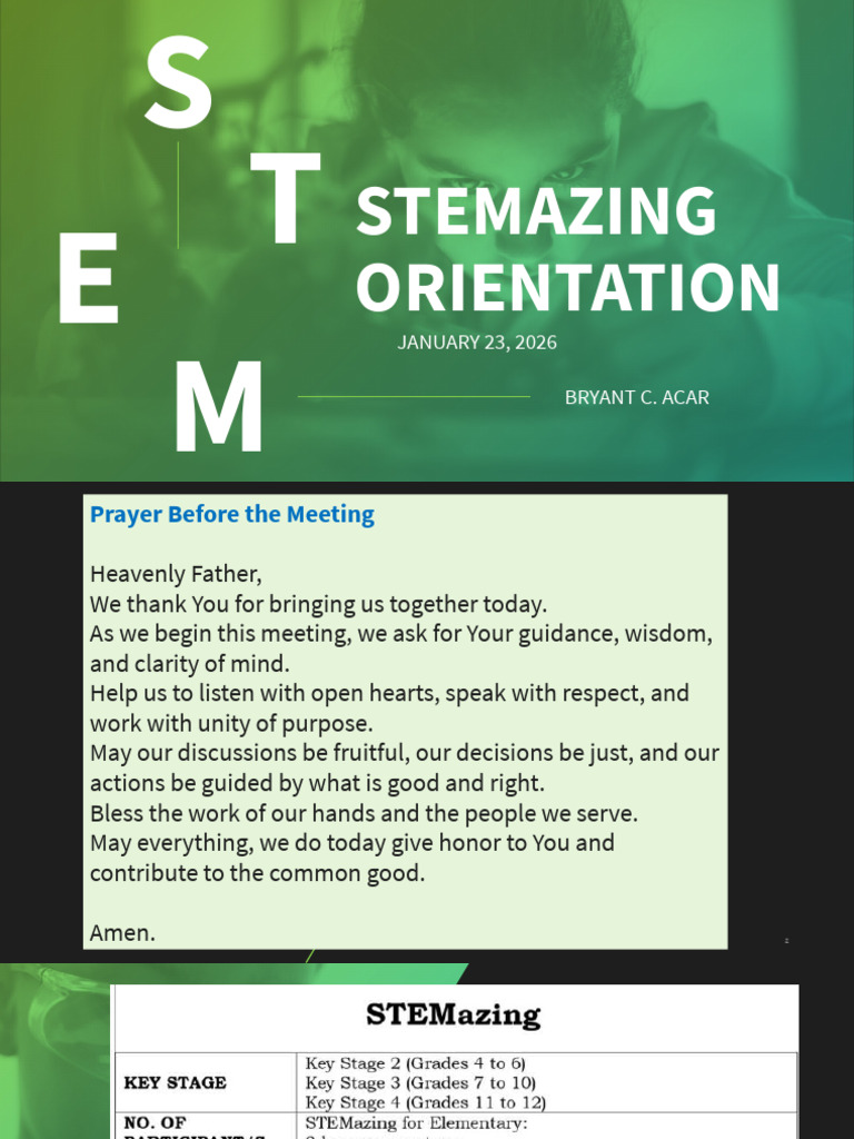 STEMazing Contest Orientation Overview | PDF | Chemical Bond | Mole (Unit)