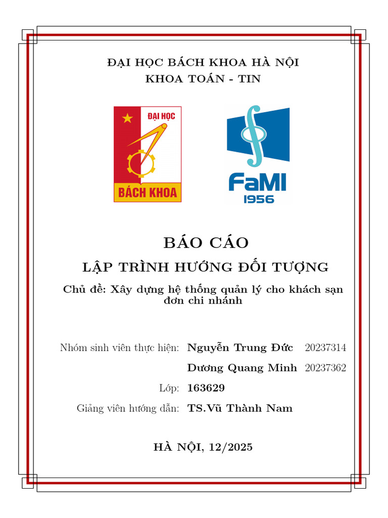 Bai Tap Lon Cuoi Ki Lap Trinh Huong Doi Tuong | PDF