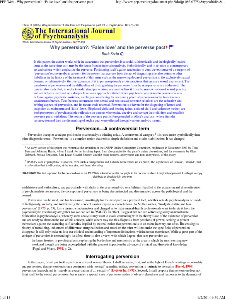 Why Perversion?- ‘False Love’ and the Perverse Pac | PDF ...