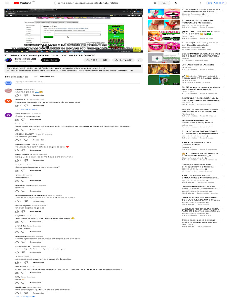 COMO PONER PRECIOS EN PLS DONATE [ROBLOX] - YouTube | PDF