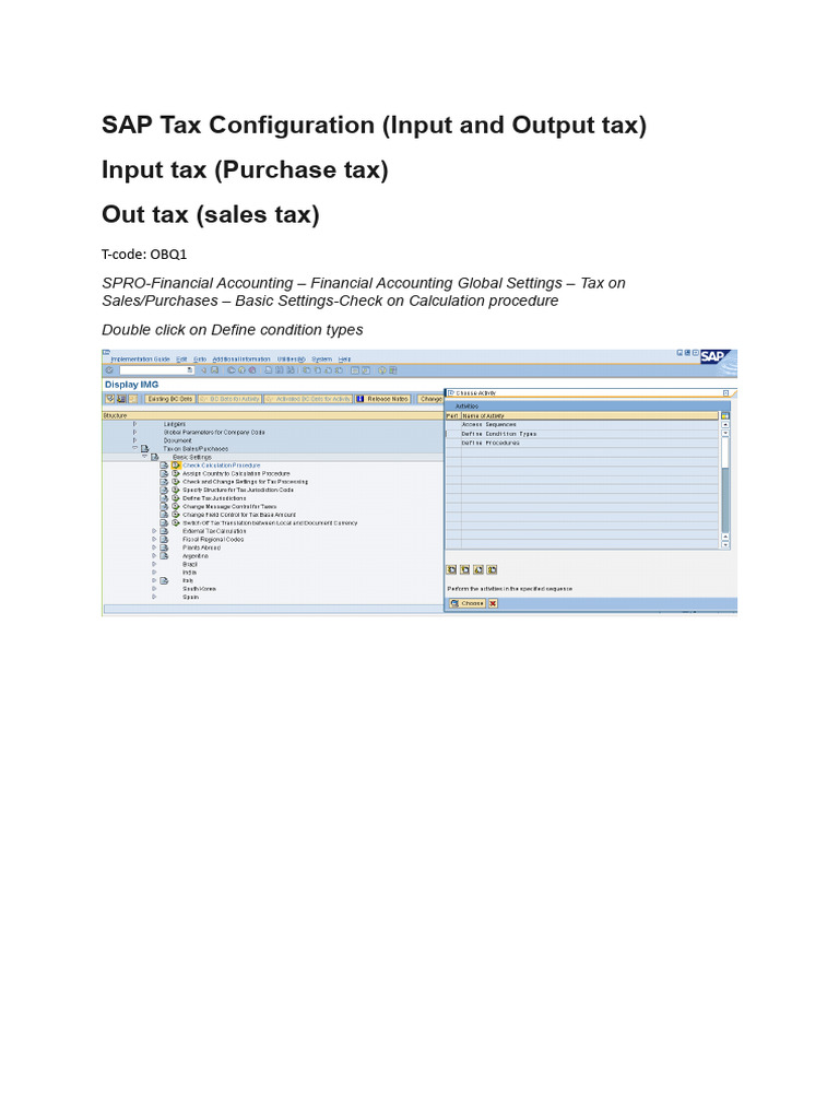 SAP Tax Configuration Guide: Input & Output | PDF