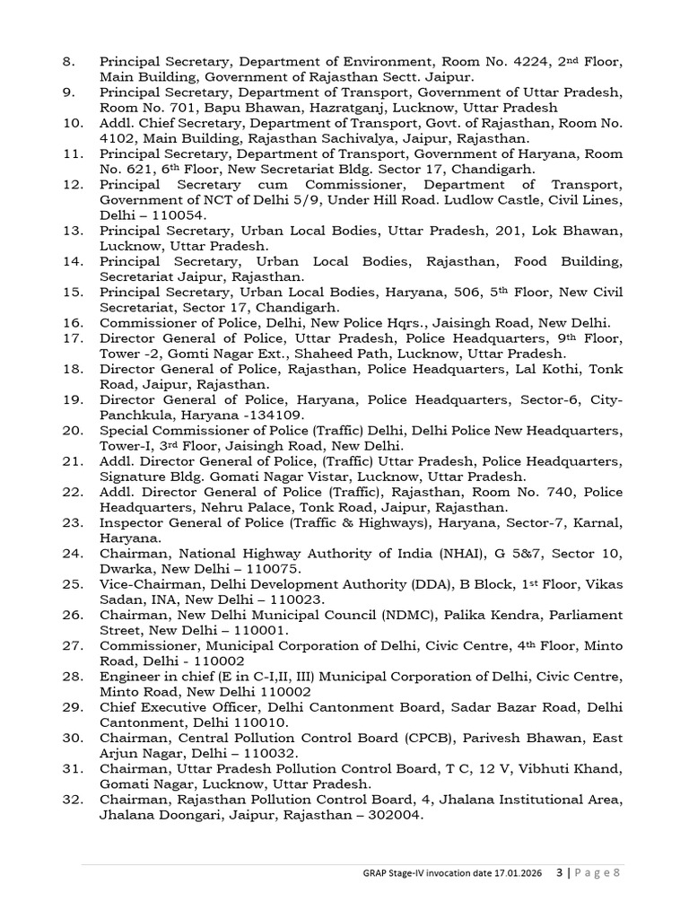 Invocation of Grap Order Stage IV 17.01.2026 Final 3 | PDF | Delhi ...