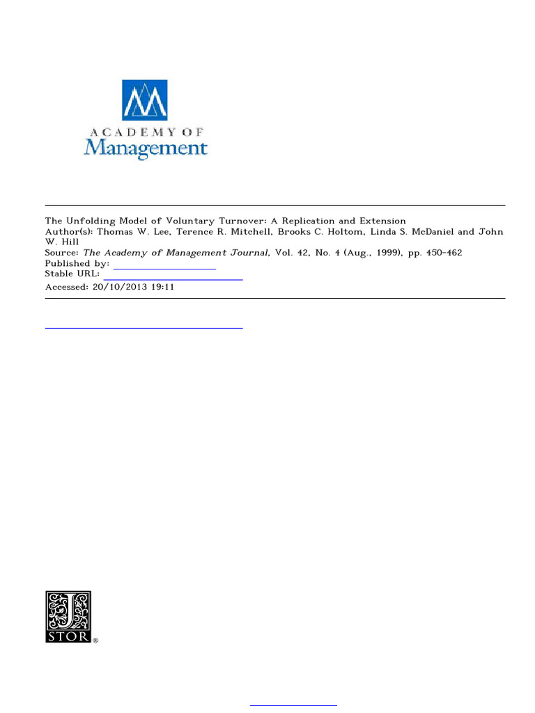 Unfolding Model of Turnover Study | PDF | Job Satisfaction | Theory