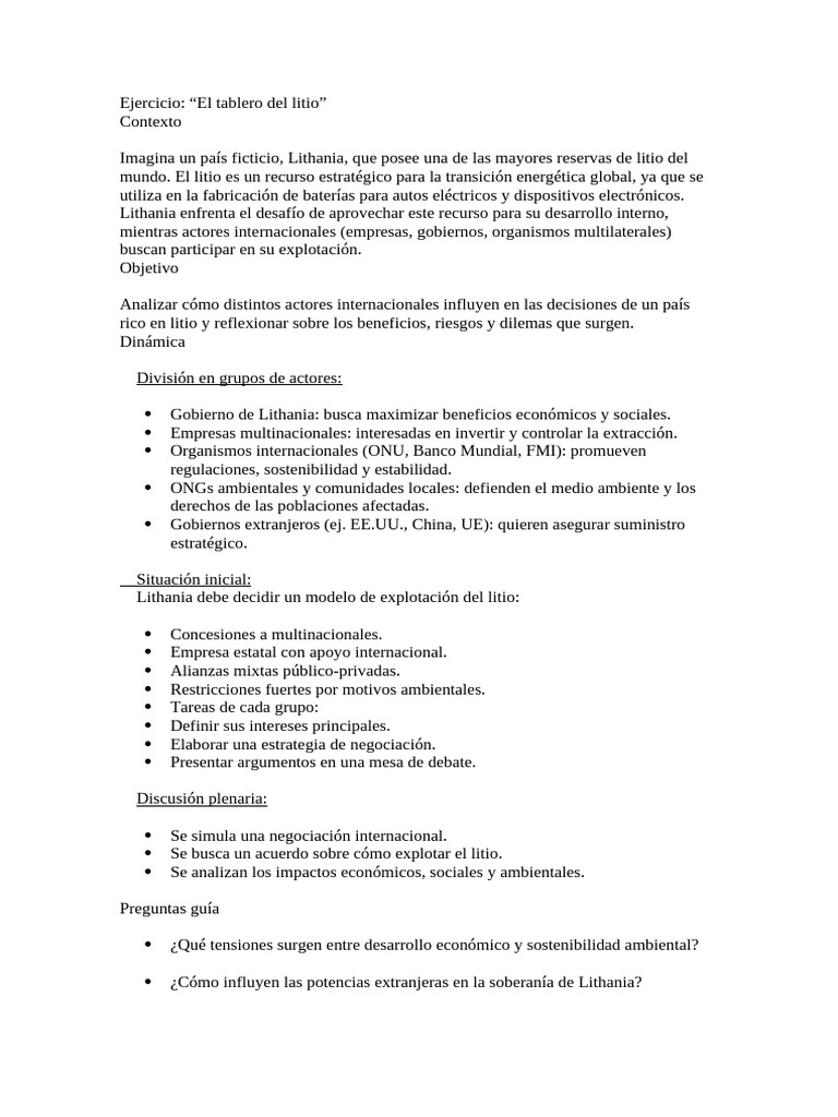 Ejercicio 1 Actores Del Comercio Internacional | PDF