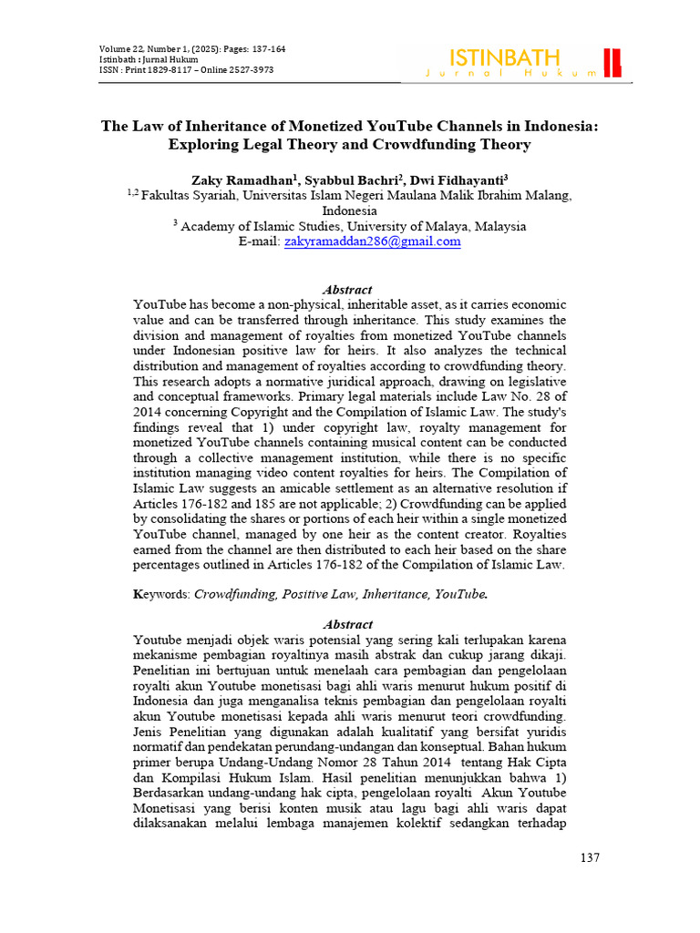 The+Law+of+Inheritance+of+Monetized+YouTube+Channels+in+Indonesia ...