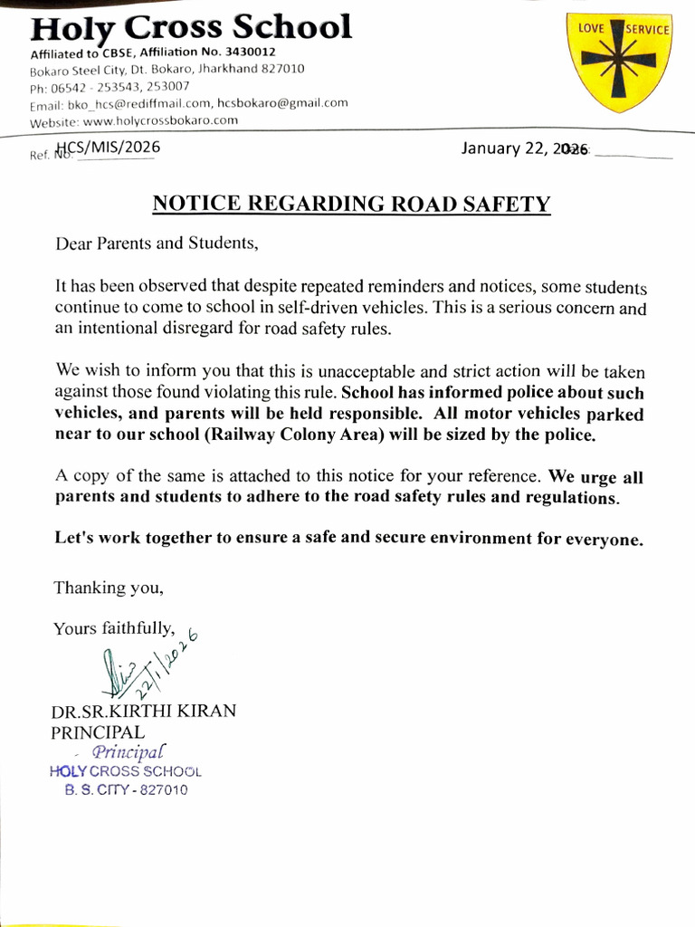 Notice Regarding Road Safety | PDF
