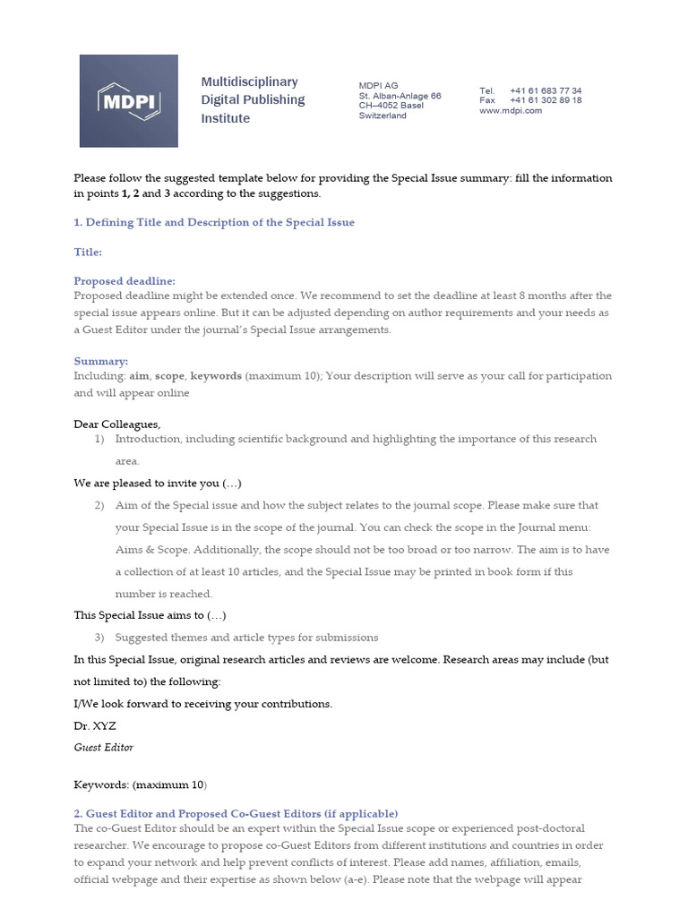 Special Issue Submission Guidelines | PDF