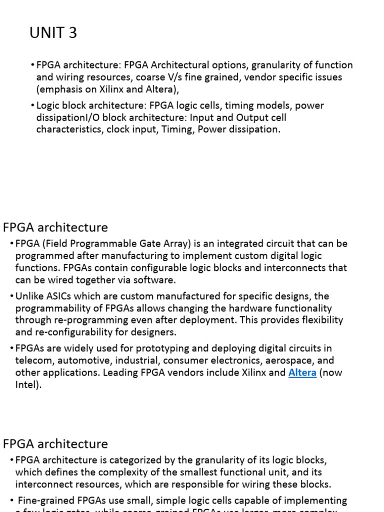 Fpga Unit 3.Pptx | PDF | Field Programmable Gate Array | Digital Electronics