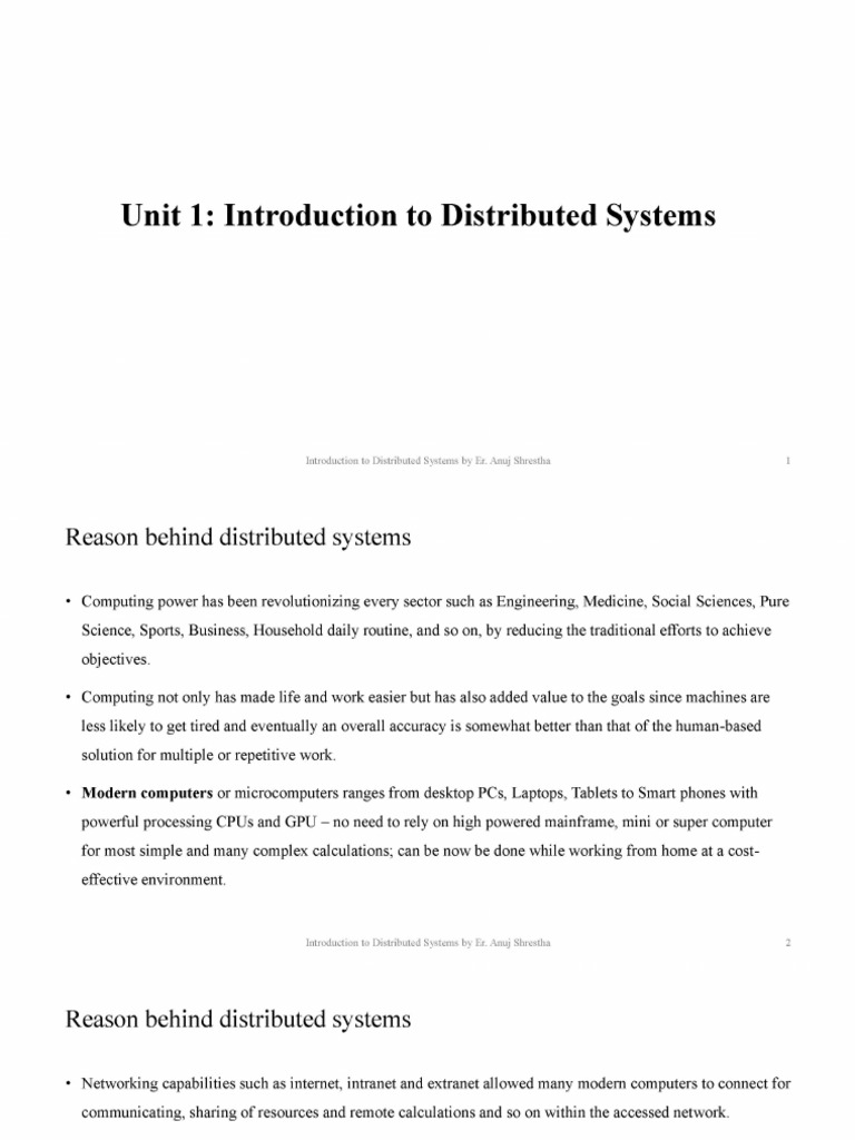 Unit 1 - Introduction To Distributed Systems | PDF