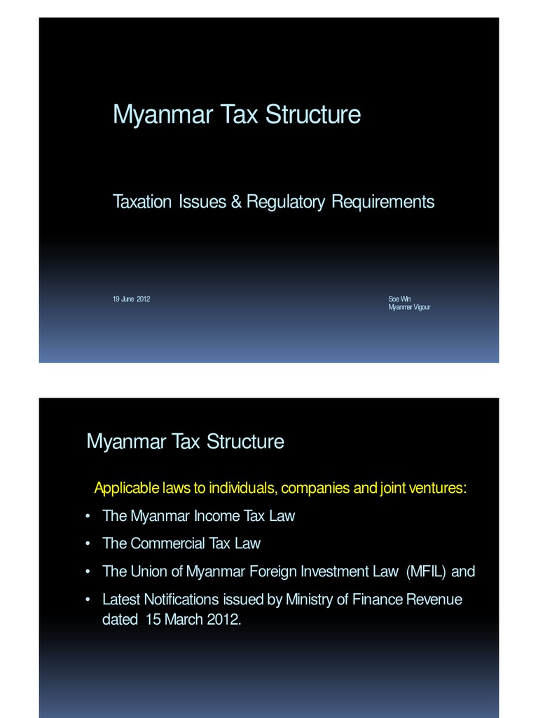 Overview of Myanmar Tax Regulations | PDF | Capital Gains Tax | Taxes