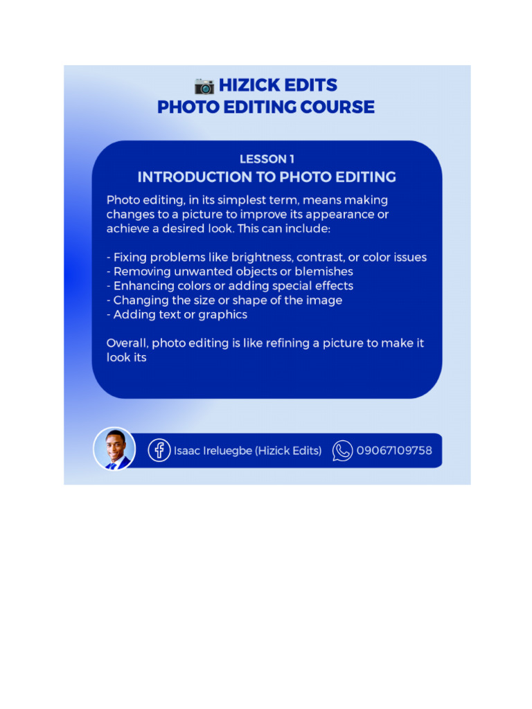 Photo Editing Document | PDF