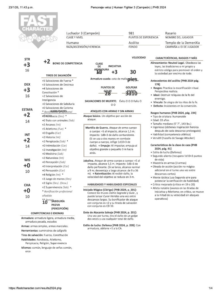 Rasary Arcanix Human Fighter LVL 3 | PDF