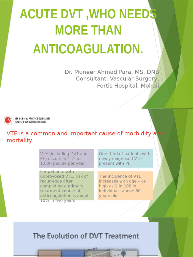 DVT Treatment: Beyond Anticoagulation | PDF | Thrombosis | Medical ...