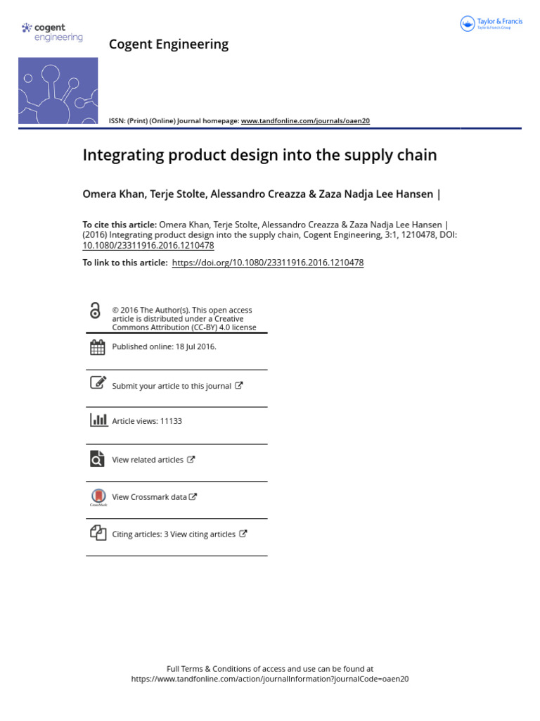 Integrating Product Design Into the Supply Chain | PDF | Supply Chain ...