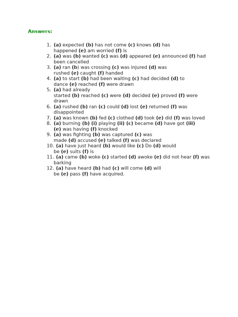 Grammar Worksheet Answers 23 Jan 25 | PDF