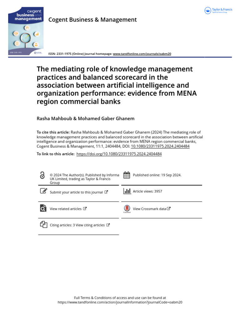 The Mediating Role of Knowledge Management Practices and Balanced ...