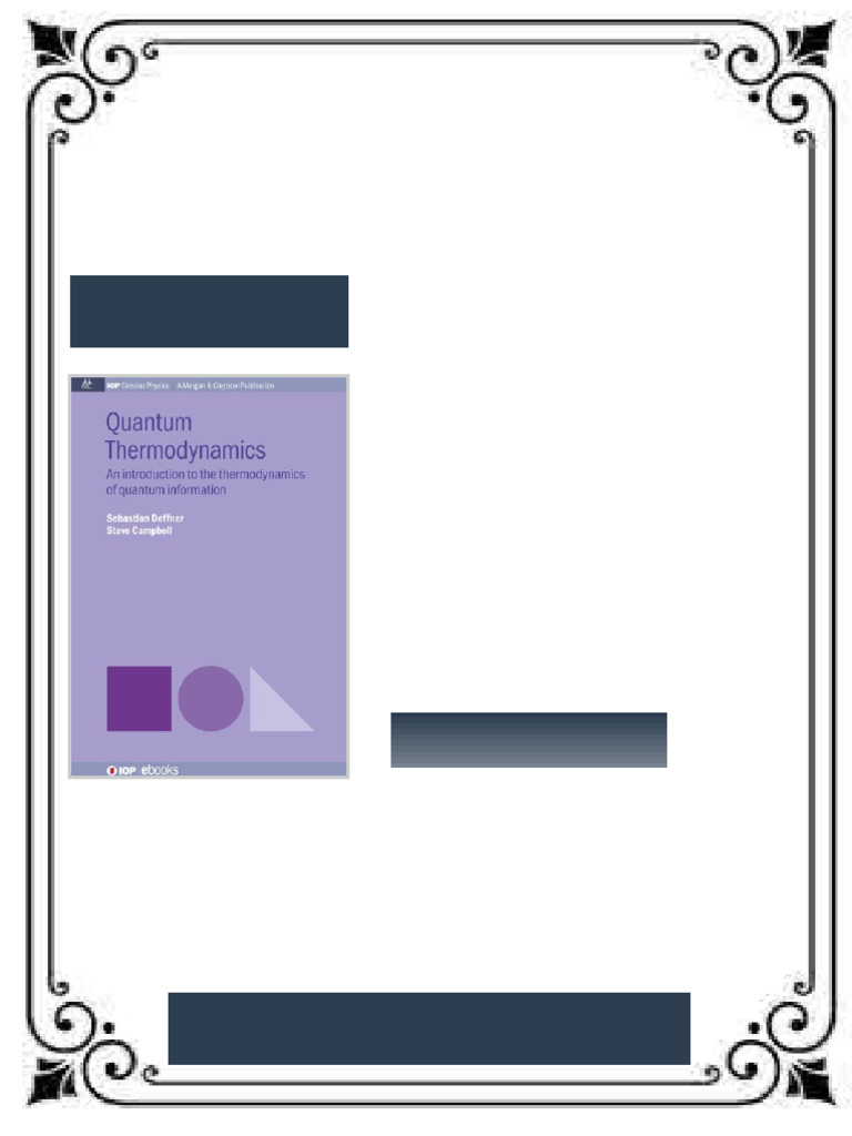 Quantum Thermodynamics An Introduction to the Thermodynamics of Quantum ...