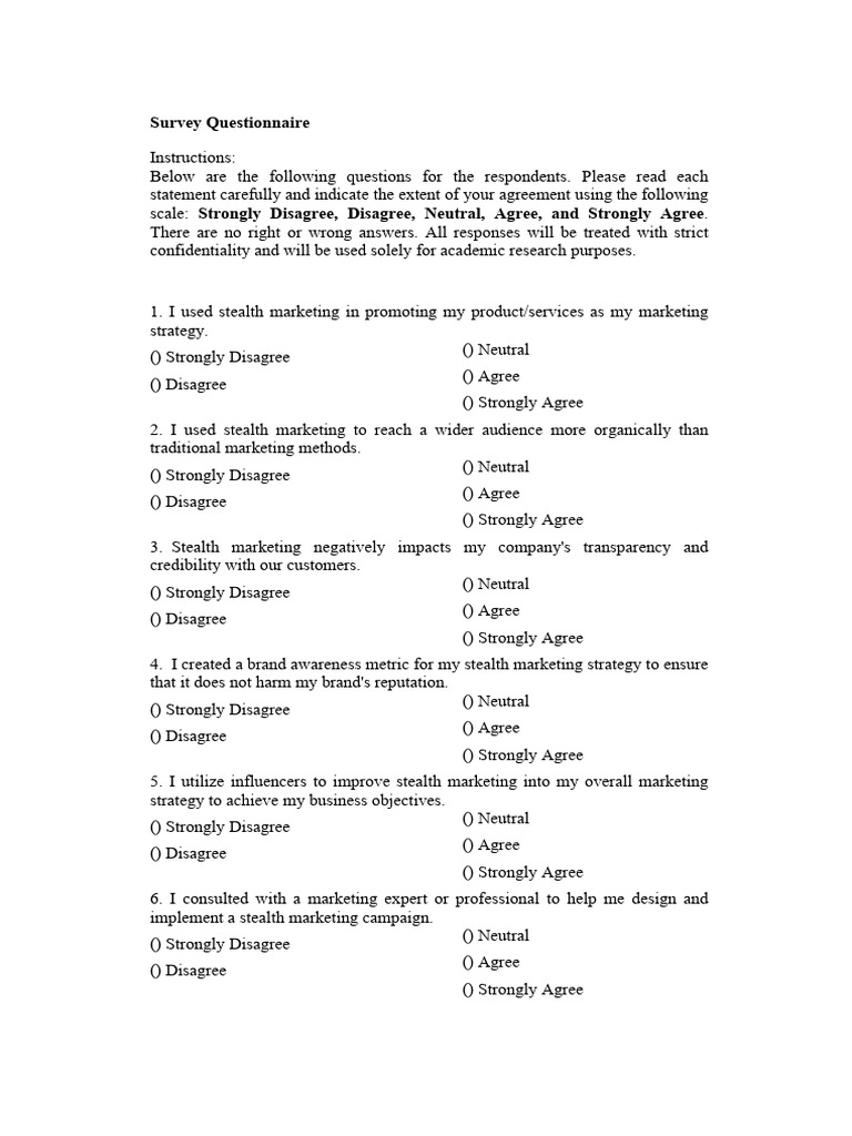 Survey-Questionnaire | PDF | Marketing | Questionnaire