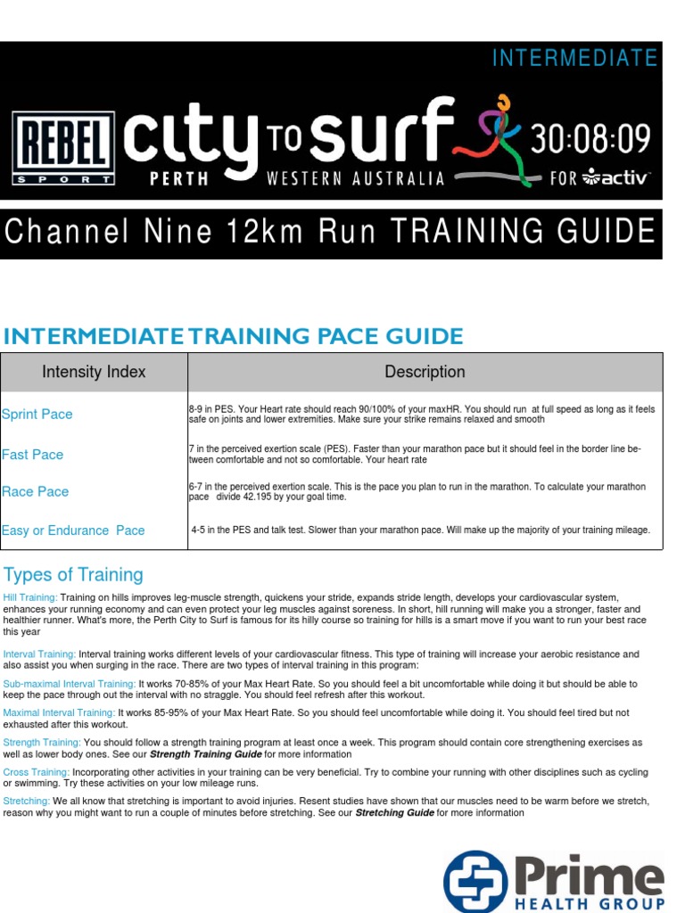 12-Week Intermediate 12km Training Plan | PDF | Muffin | Running