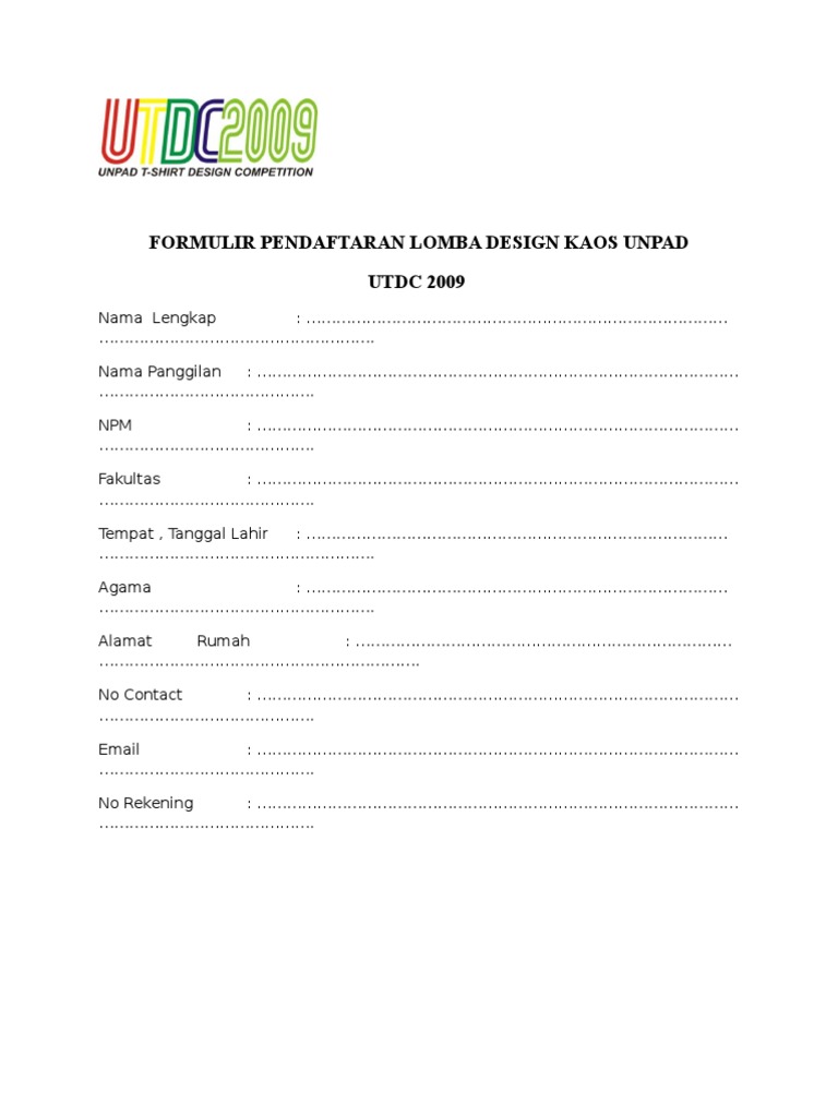 Formulir Lomba Design | PDF