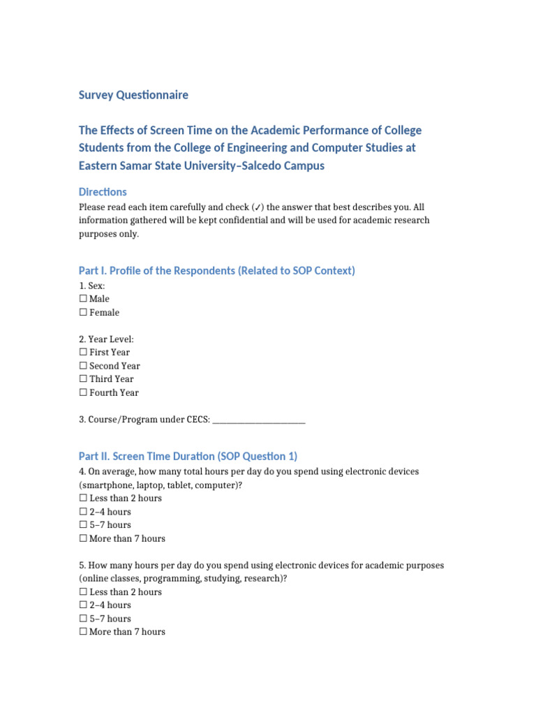 Screen Time Impact on College Students | PDF