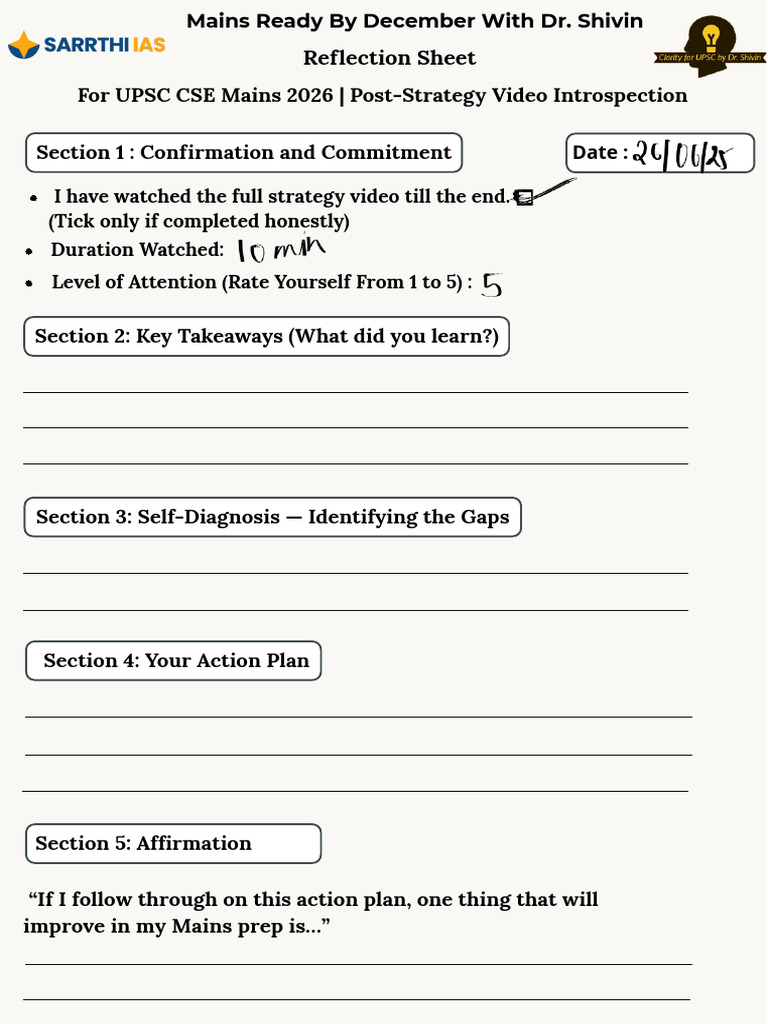 Reflection Sheet - Mains Ready by December | PDF