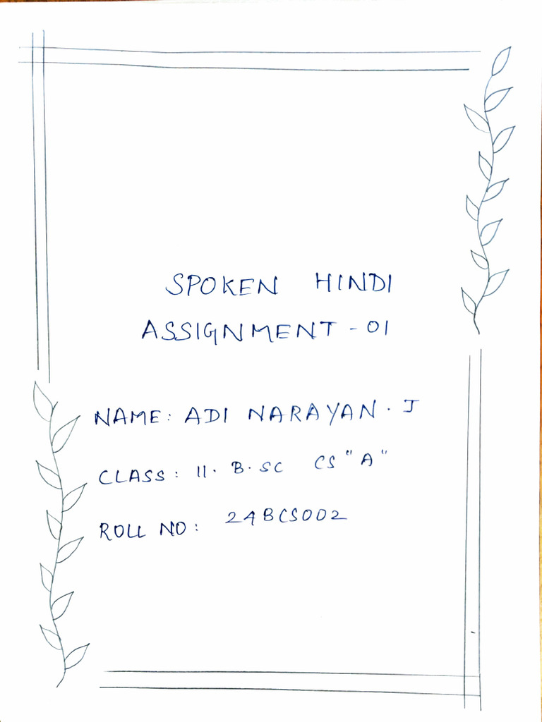 Spoken Hindi Assignment | PDF