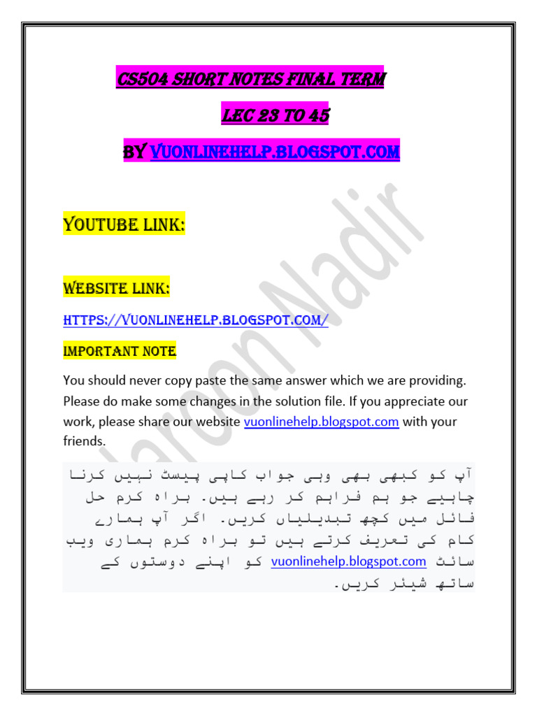 CS504 Final Term Short Notes (23 to 45) (1) | PDF | Client–Server Model ...