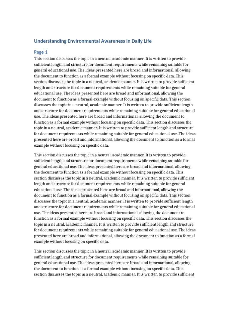 Understanding Environmental Awareness in Daily Life | PDF | Data ...